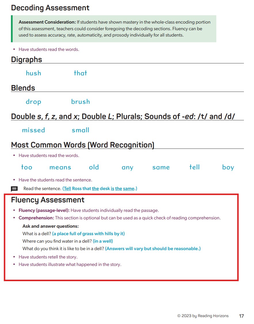 Comprehension Checks in Reading Horizons® Discovery